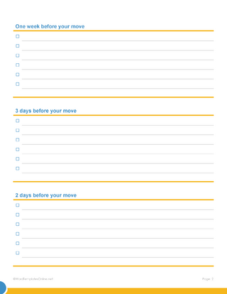 Printable Moving Checklist Templates - Word & Excel