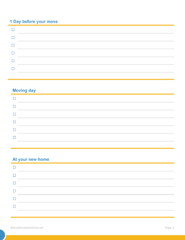 Printable Moving Checklist Templates - Word & Excel