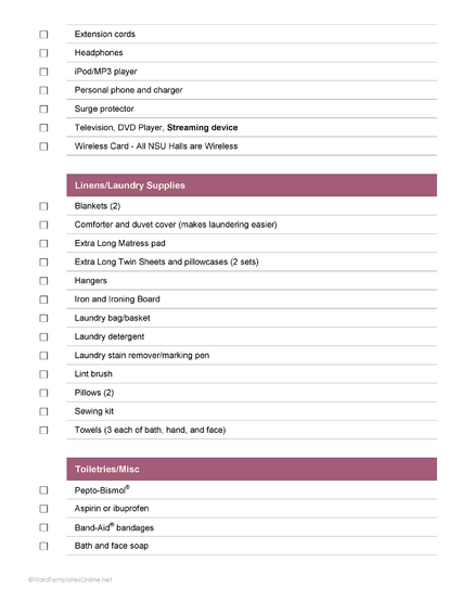 Printable Moving Checklist Templates - Word & Excel
