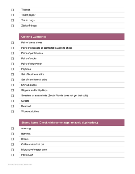 Printable Moving Checklist Templates - Word & Excel