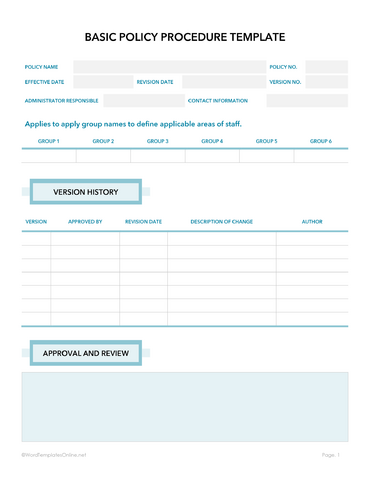 Free Policy and Procedure Templates > Edit & Printable