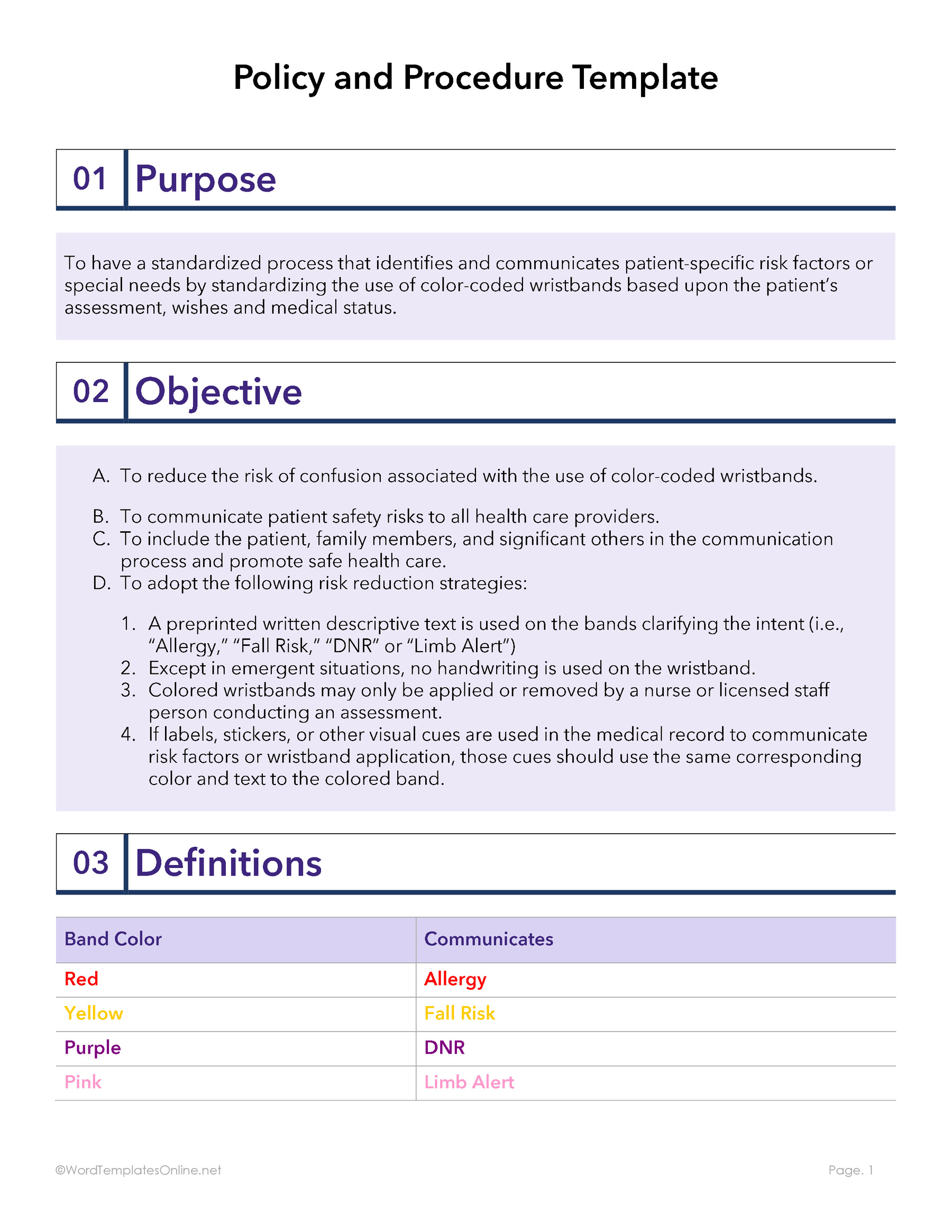 Free Policy and Procedure Templates > Edit & Printable