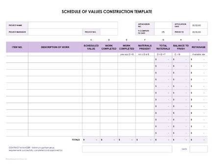 Free Schedule of Value Templates (Excel / Word)