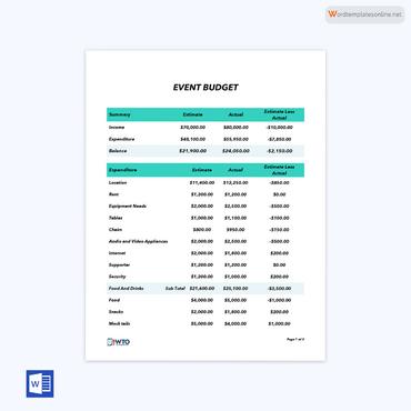 Free Department Budget Template - Excel