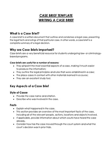 22 Case Brief Templates - Format - Examples