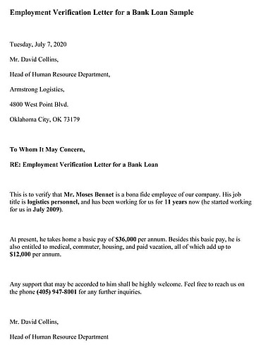 Sample Work Experience Verification Letters
