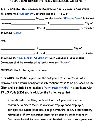 Free Unilateral (1-way) Non-Disclosure Agreement Template
