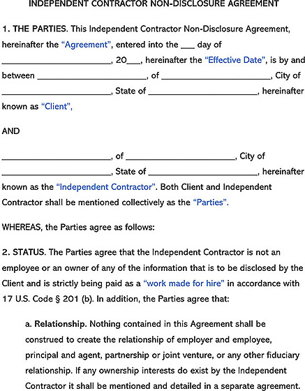 Free Unilateral (1-way) Non-Disclosure Agreement Template