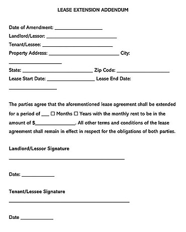 Free Lease Extension Addendum Template (Word | PDF)