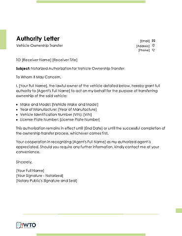 12 Free Vehicle Authorization Letter Templates