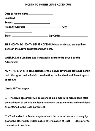 Addendum to Lease Agreement (Free Forms & Templates)