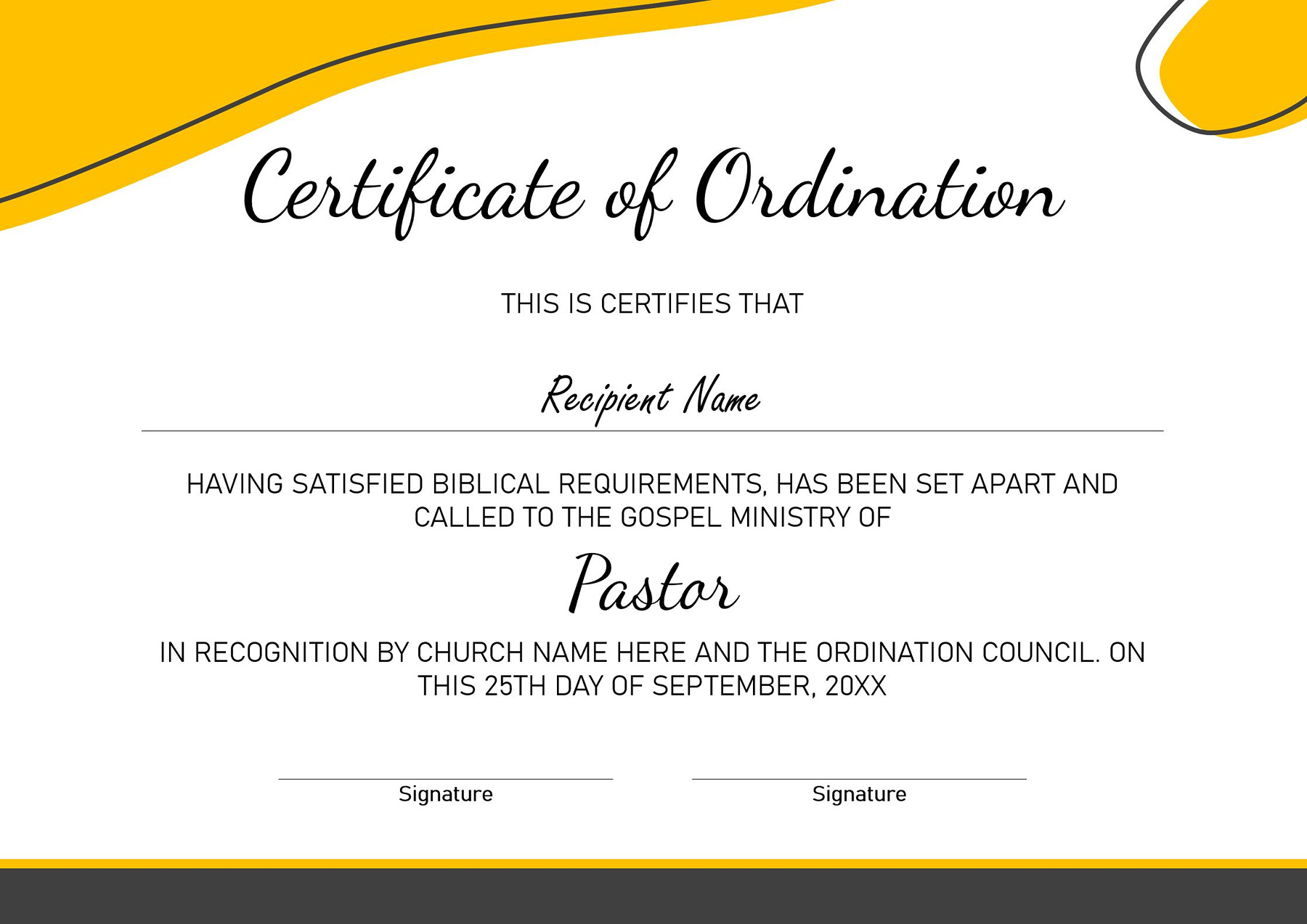 Free Printable Ordination Certificate Templates