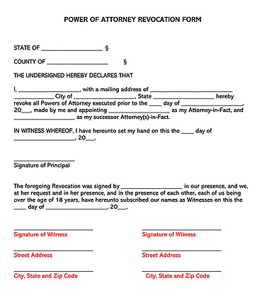 Free Power of Attorney Revocation Forms | Word - PDF