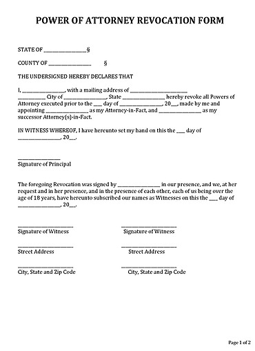 Free Power of Attorney Revocation Forms | Word - PDF