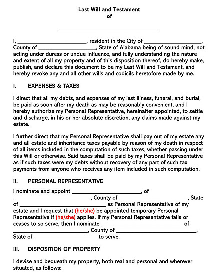 Free Last Will and Testament Templates (Forms) | Word, PDF