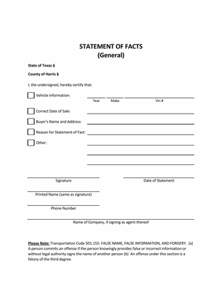 How to Write Your Own Legal Statement of Facts (with Samples)