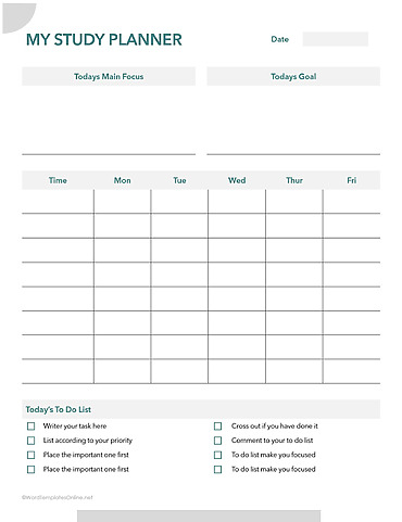 Free Study Plan Templates (Edit & Printable)