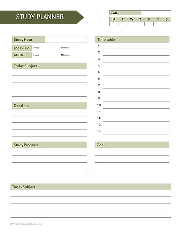 Free Study Plan Templates (Edit & Printable)