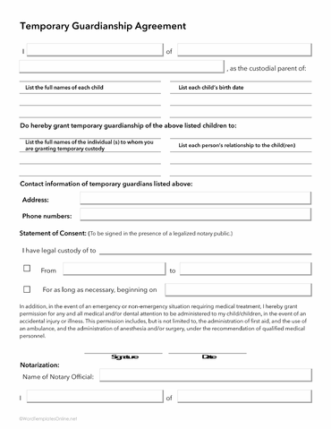 6 Free Temporary Guardianship Forms (Word, Google Docs)