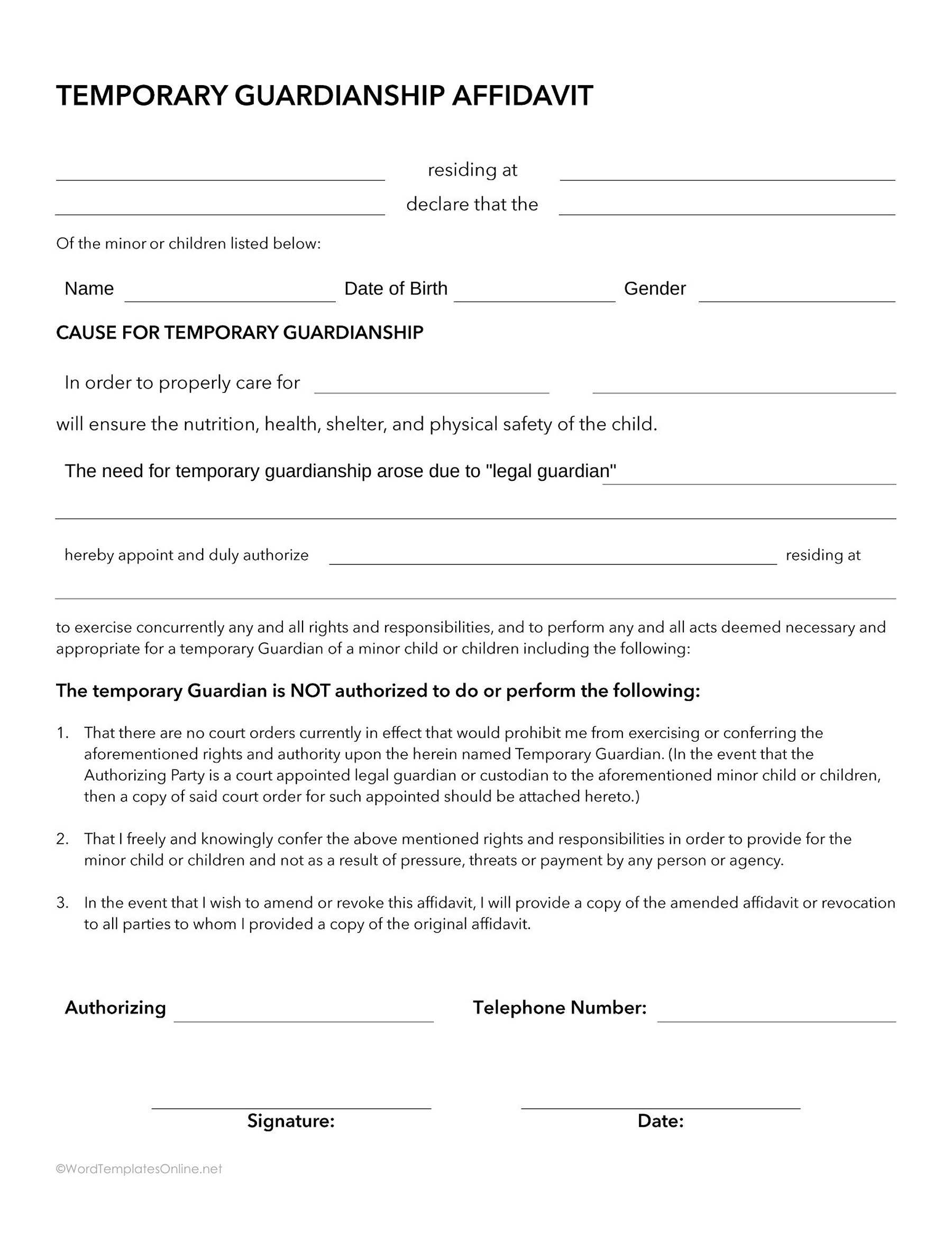 6 Free Temporary Guardianship Forms (Word, Google Docs)