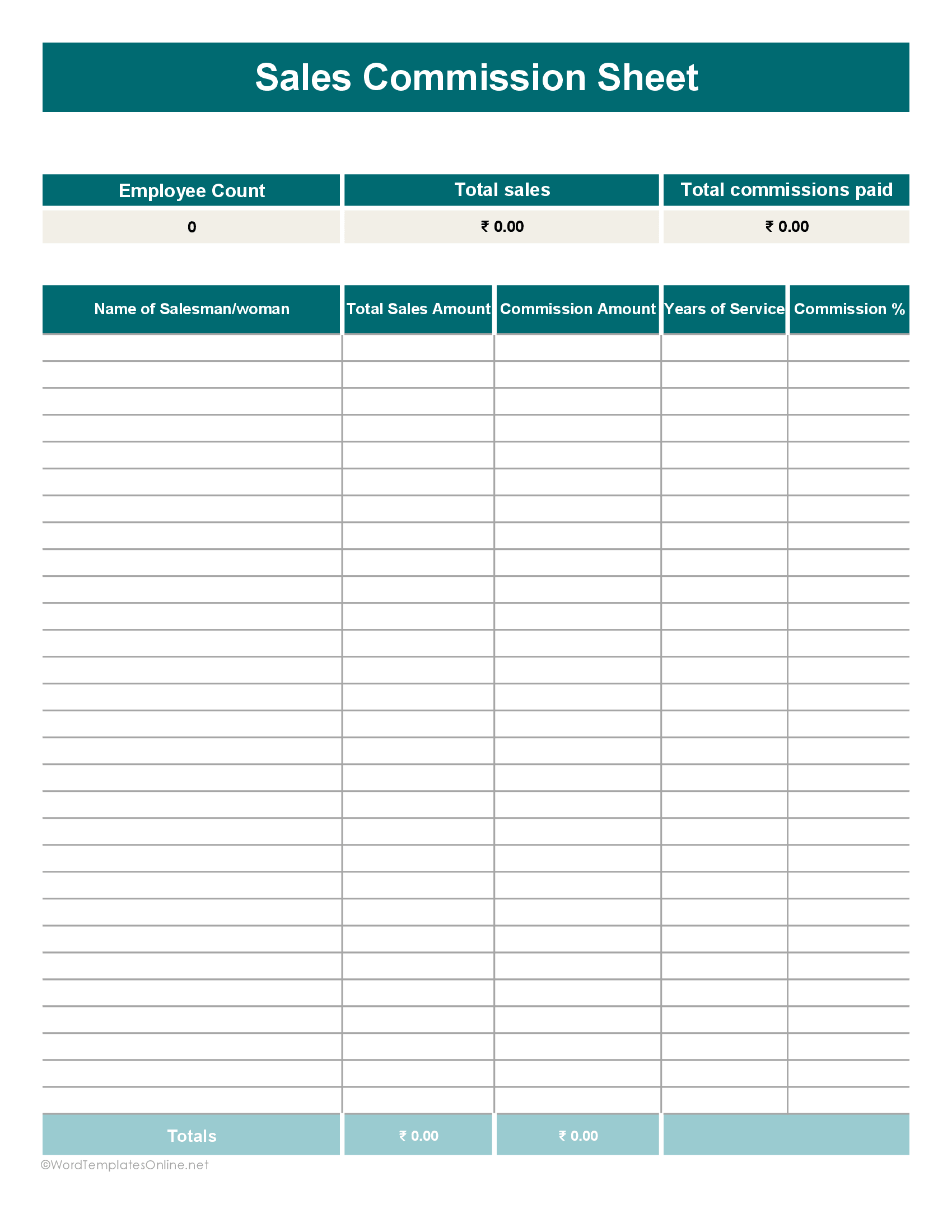 Free Sales Commission Sheet Templates (Word, Excel)