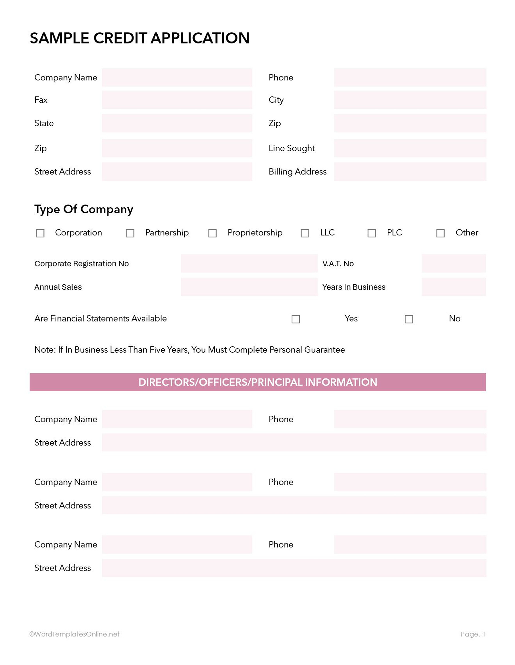 Free Credit Application Form Templates to Edit