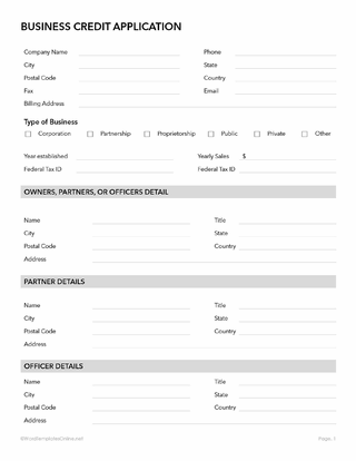 Free Credit Application Form Templates to Edit