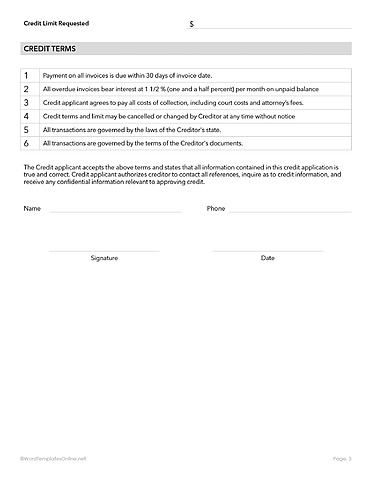 Free Credit Application Form Templates to Edit