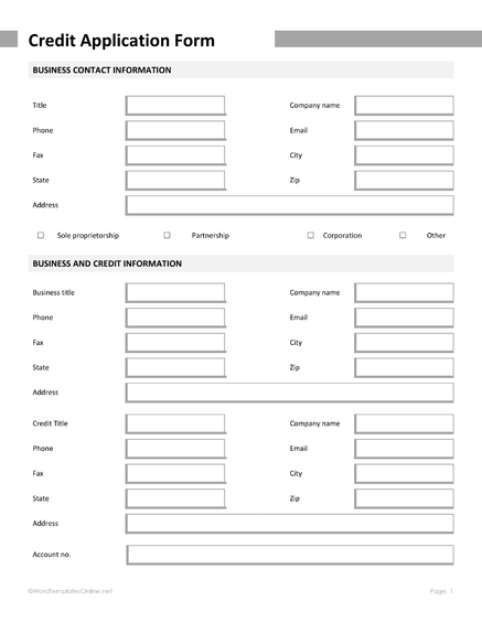 Free Credit Application Form Templates to Edit