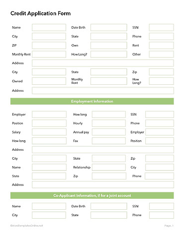 Free Credit Application Form Templates to Edit