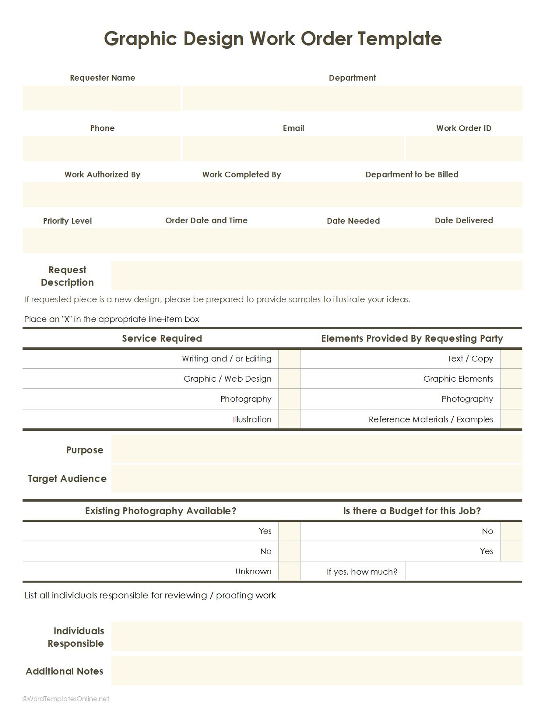 Free Work Order Forms & Templates (Excel, Word)