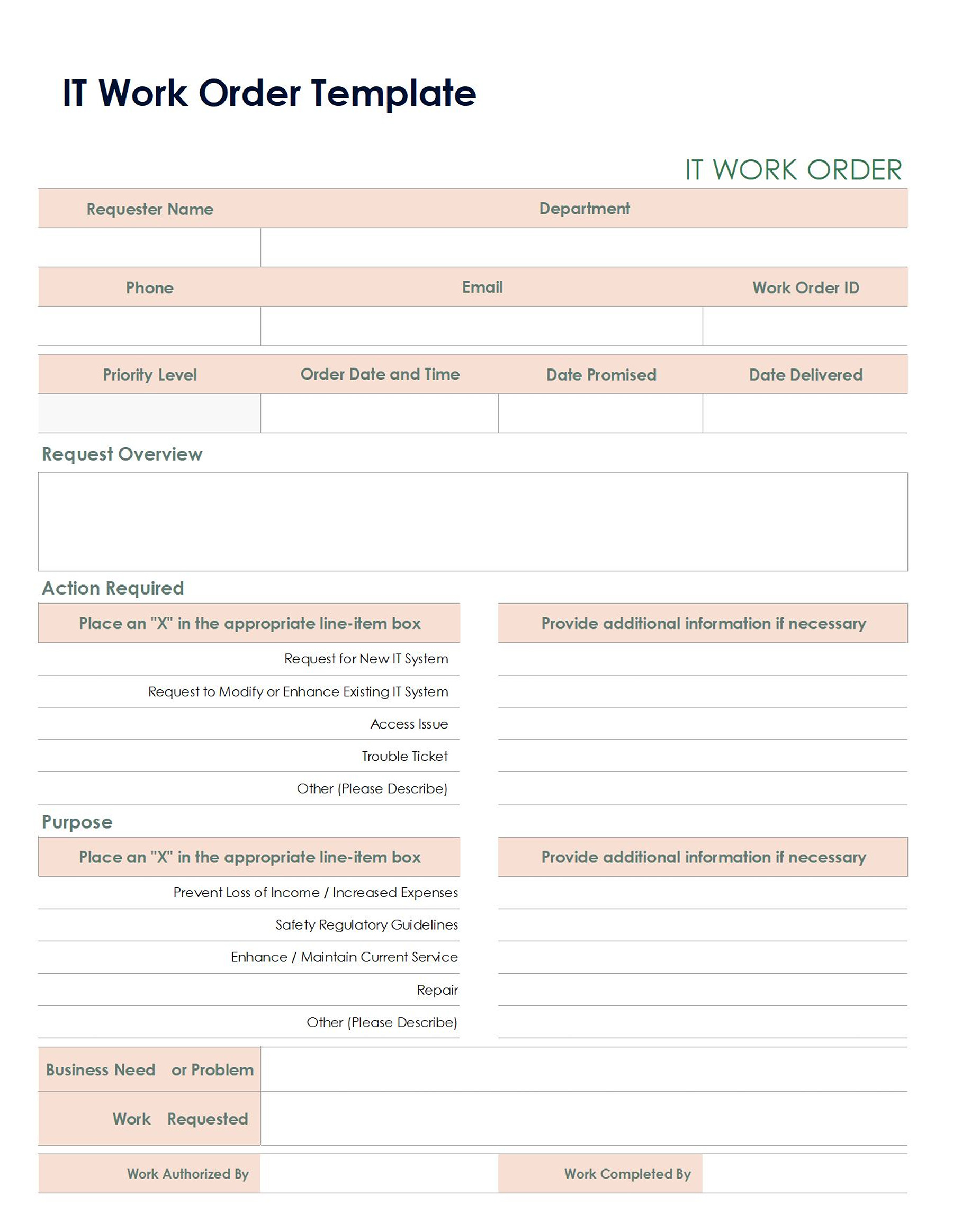 Free Work Order Forms & Templates (Excel, Word)