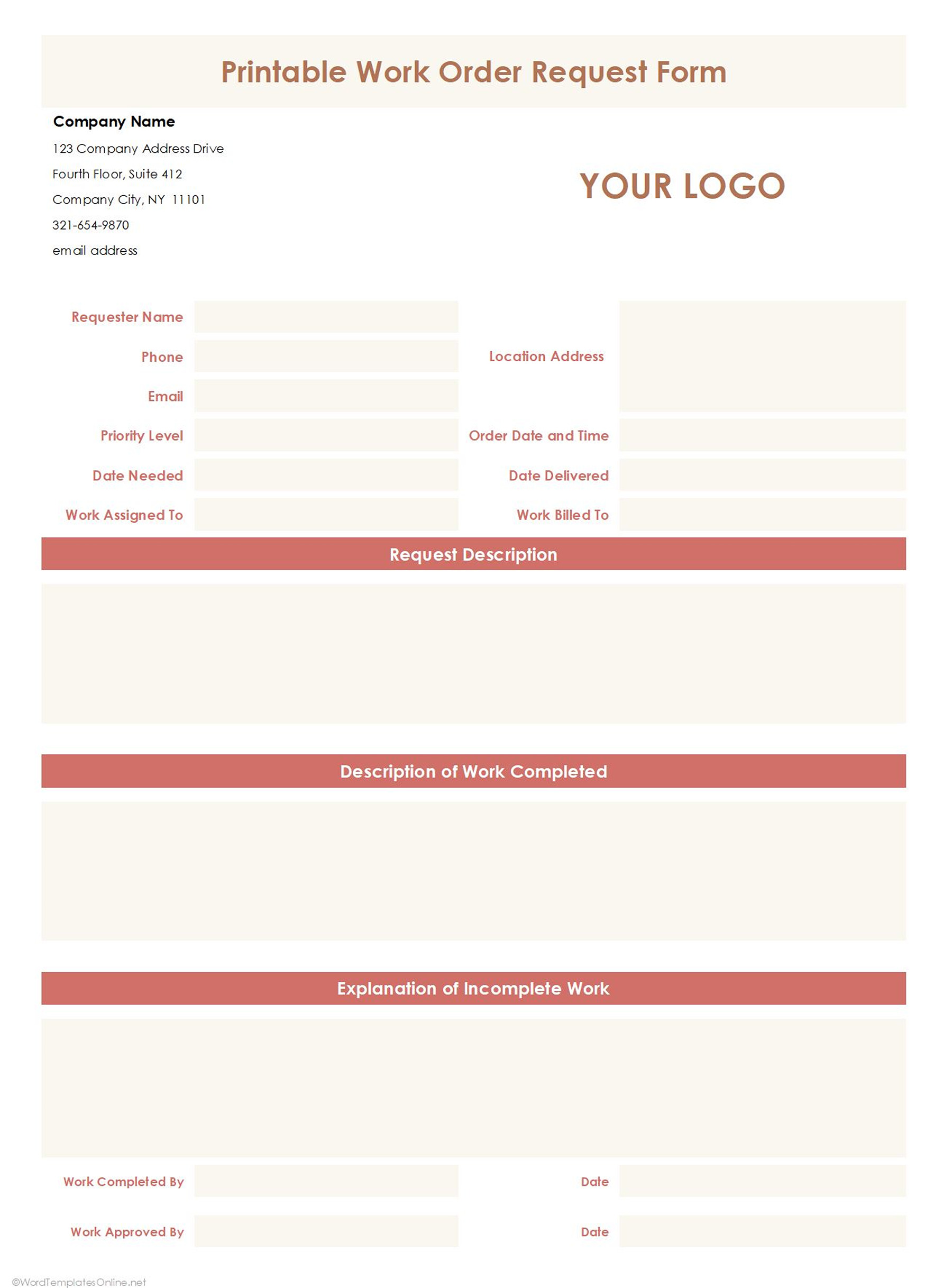 Free Work Order Forms & Templates (Excel, Word)