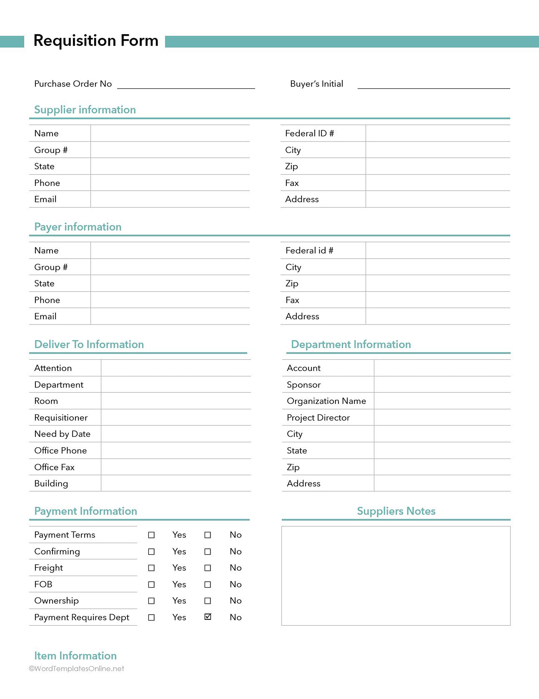 Free Purchase Requisition Form Templates