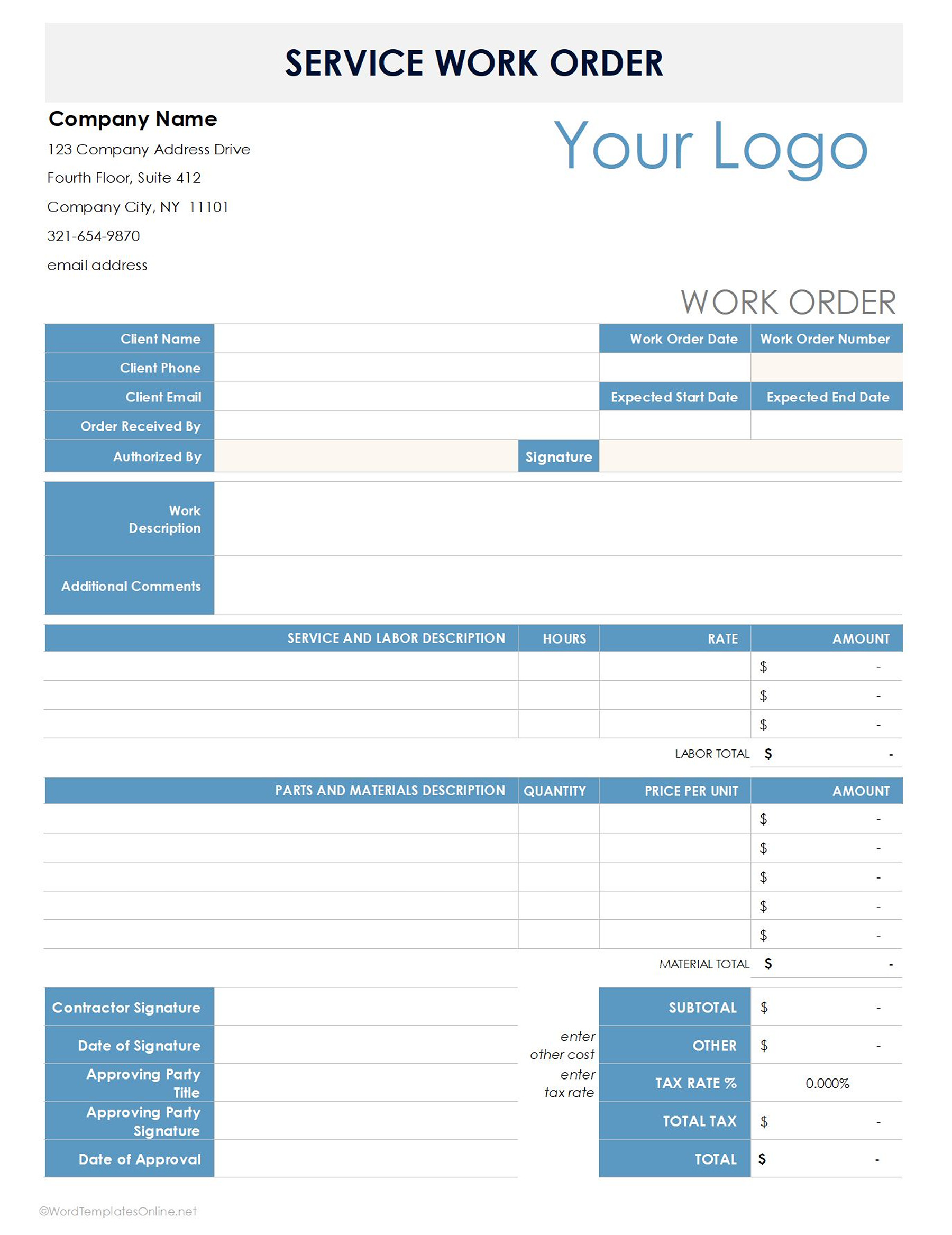 Free Work Order Forms & Templates (Excel, Word)