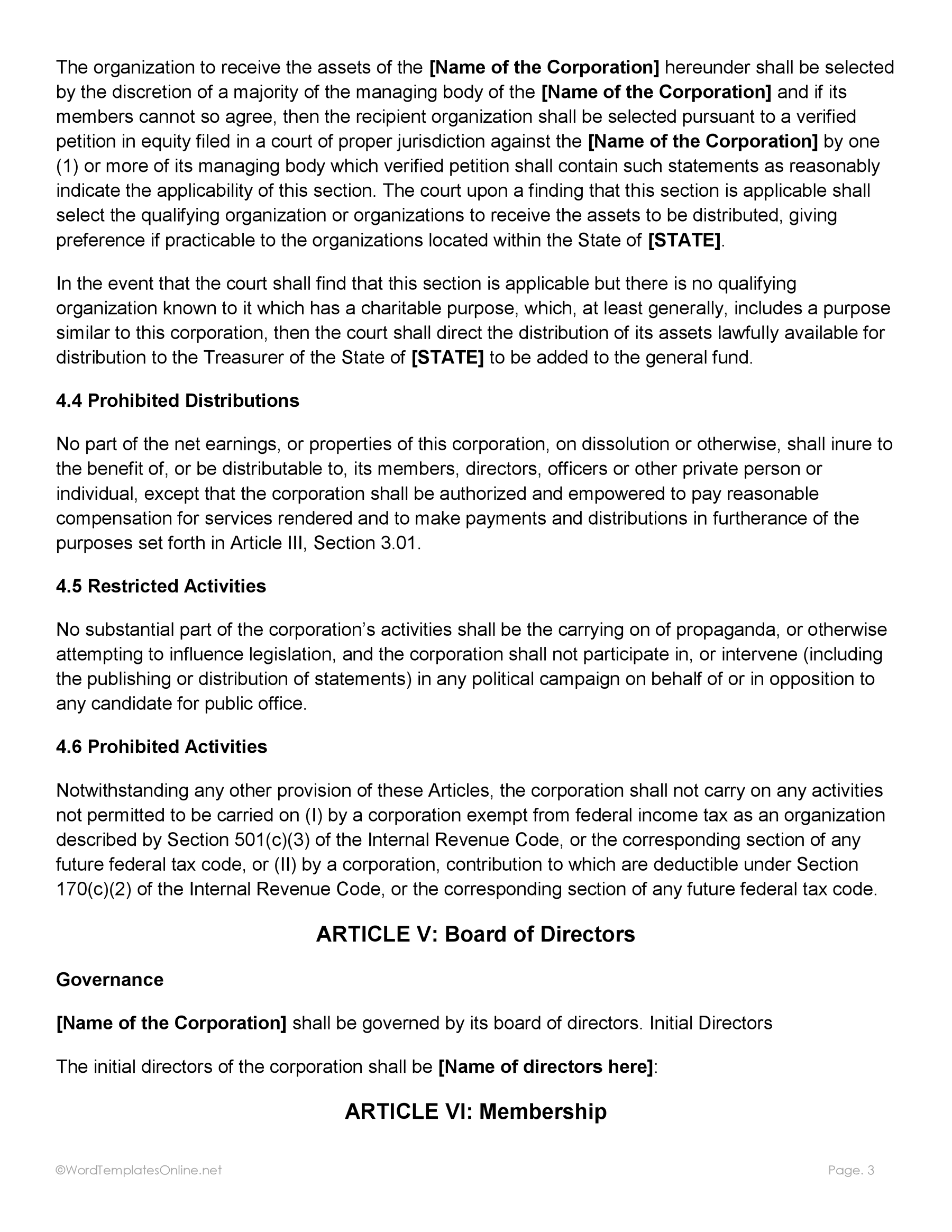 Free Article of Incorporation Templates (Word - Google Docs)