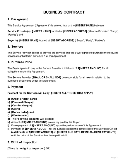 Free Business Contract Template (Word, Google Docs)