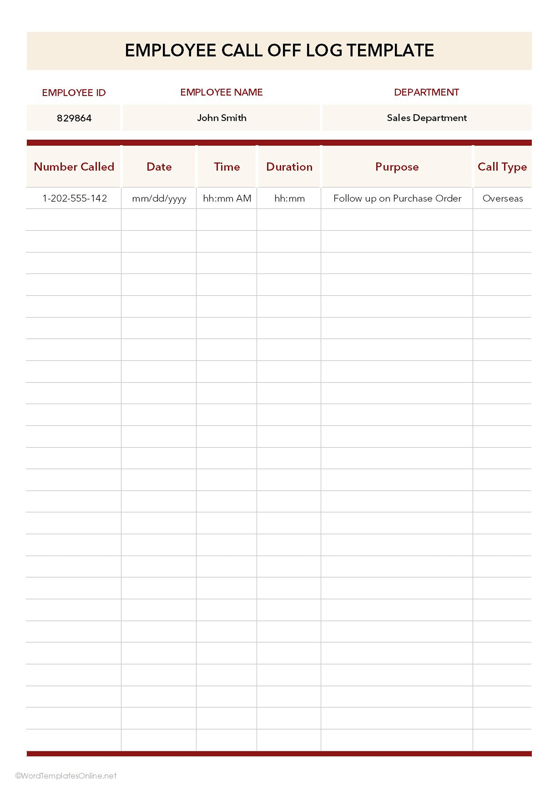 Free Call Log Templates for Excel, Google Sheets