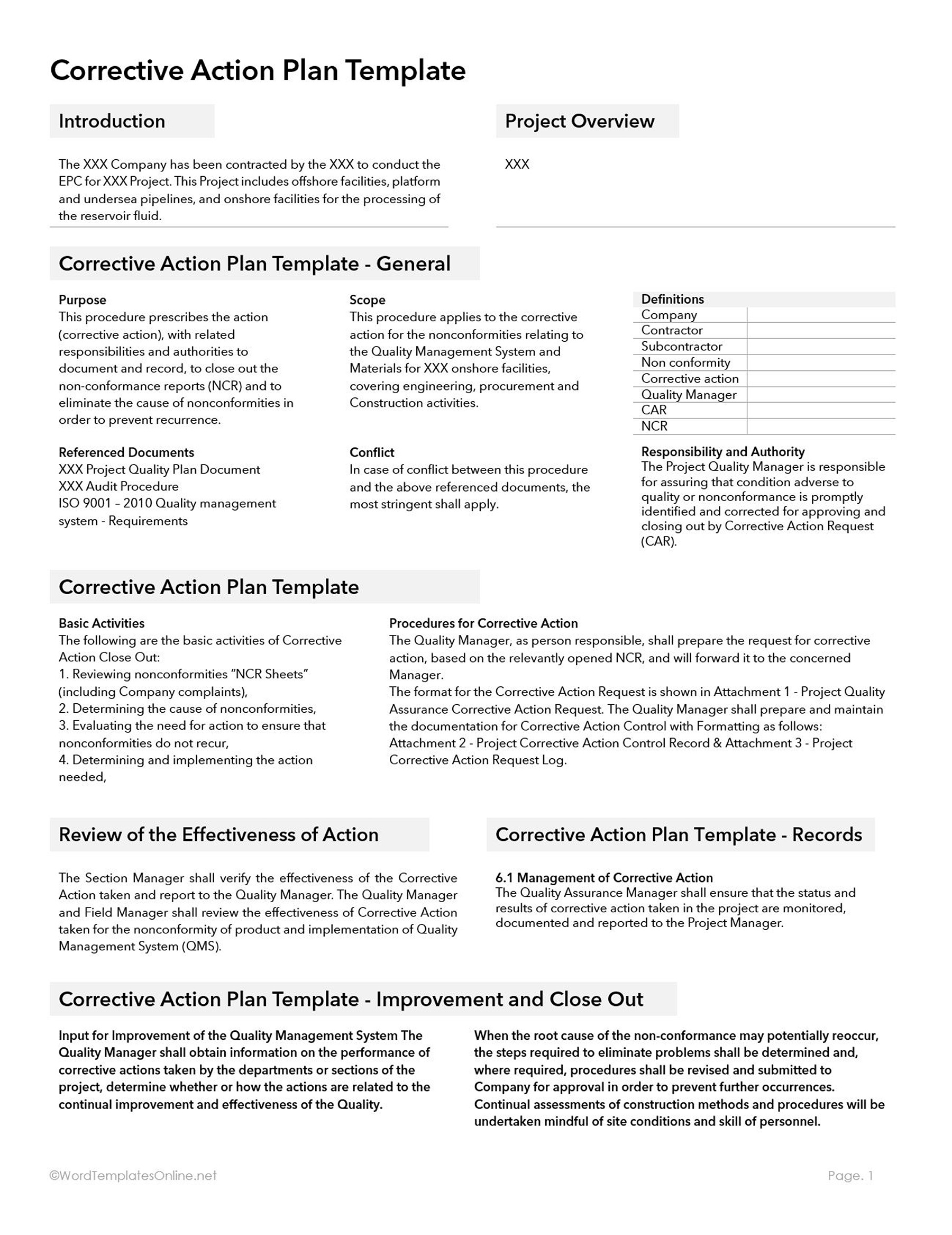 Free Corrective Action Plan Templates (Word, Google Docs)