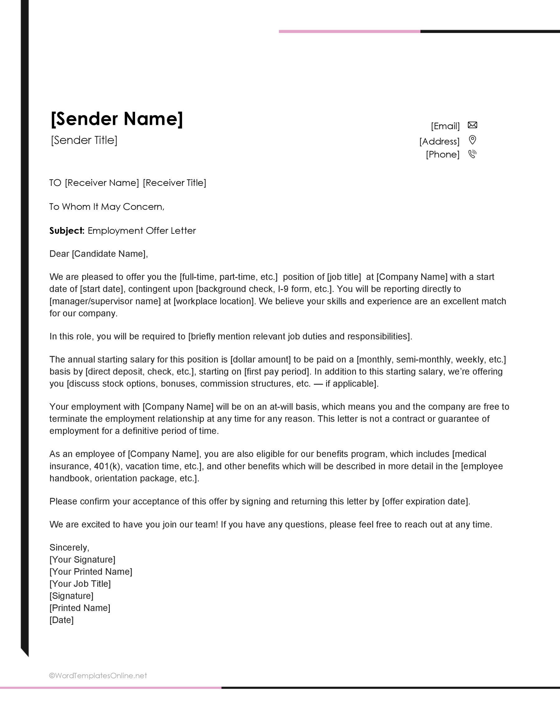 14 Employment Offer Letter Templates of Every Type