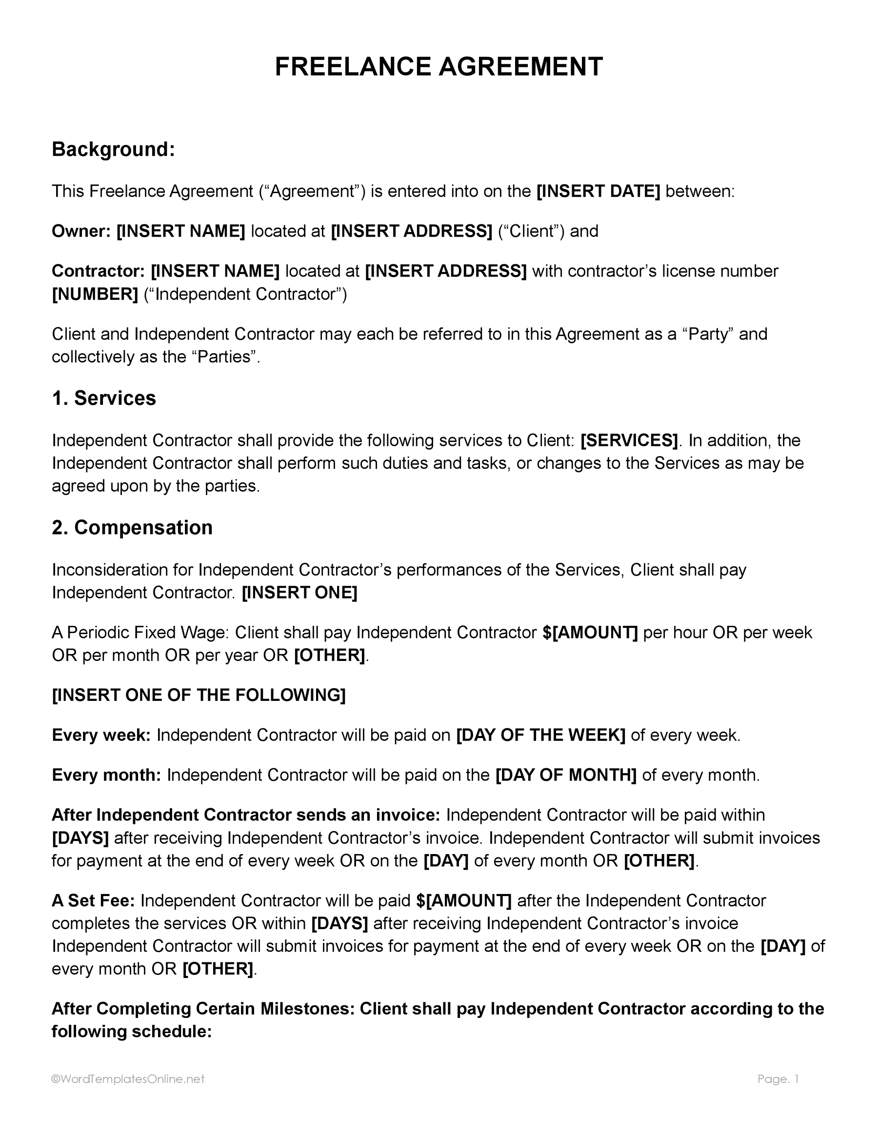 Free Freelance Contract Template (Word, Google Docs)
