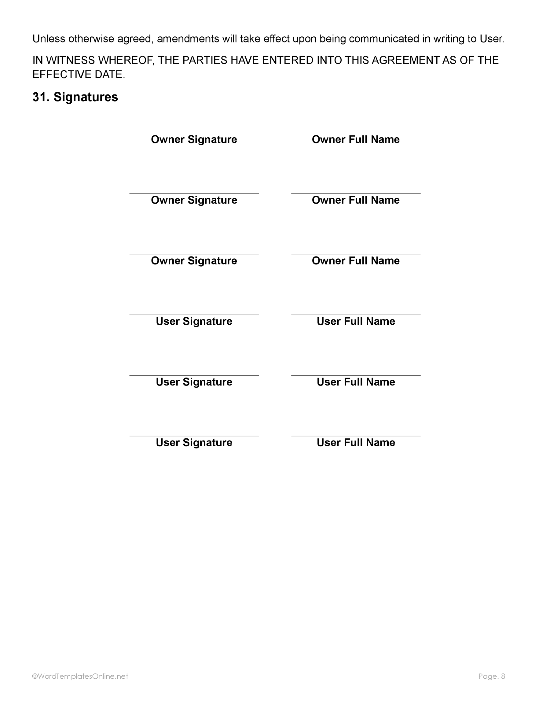Free Licensing Agreement Template - Editable - Word - GDocs