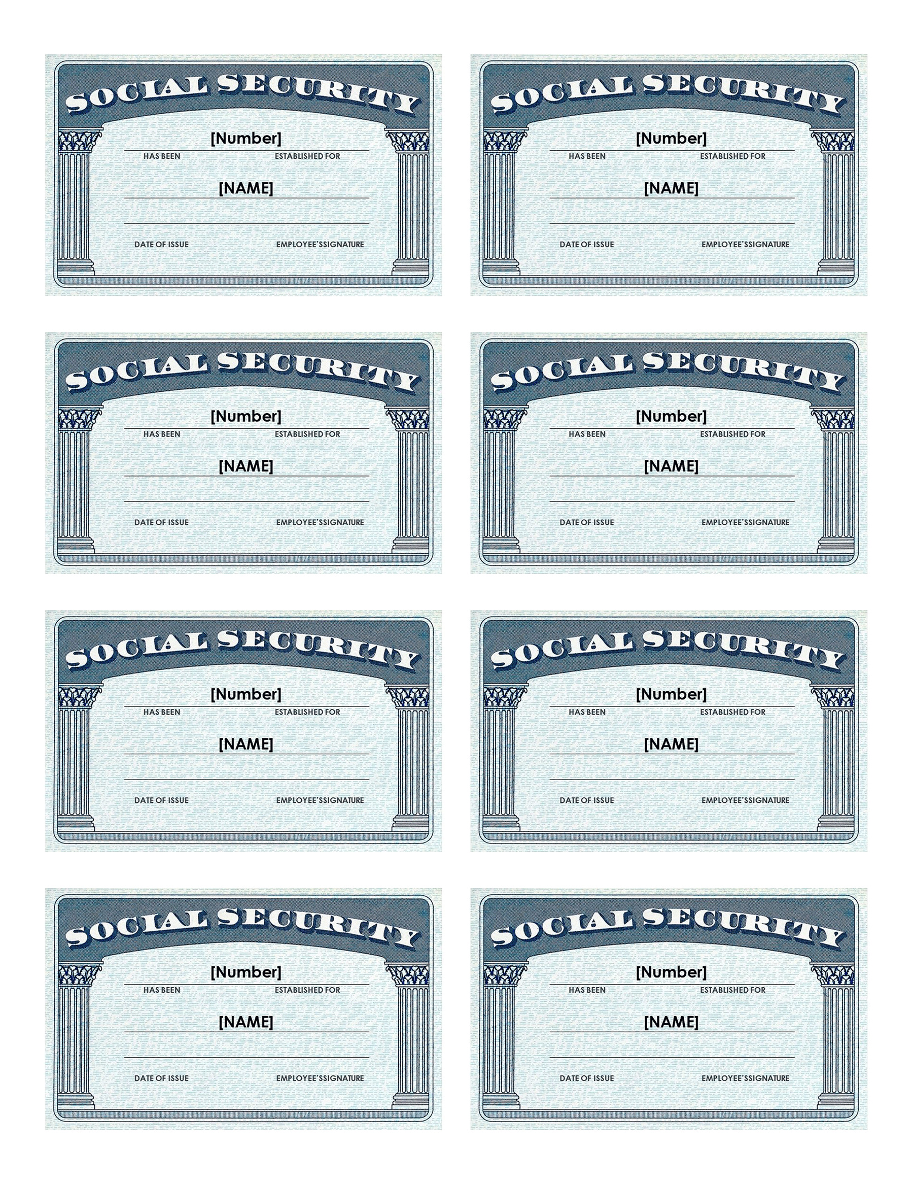 Free Blank Social Security Card Templates (Printable)