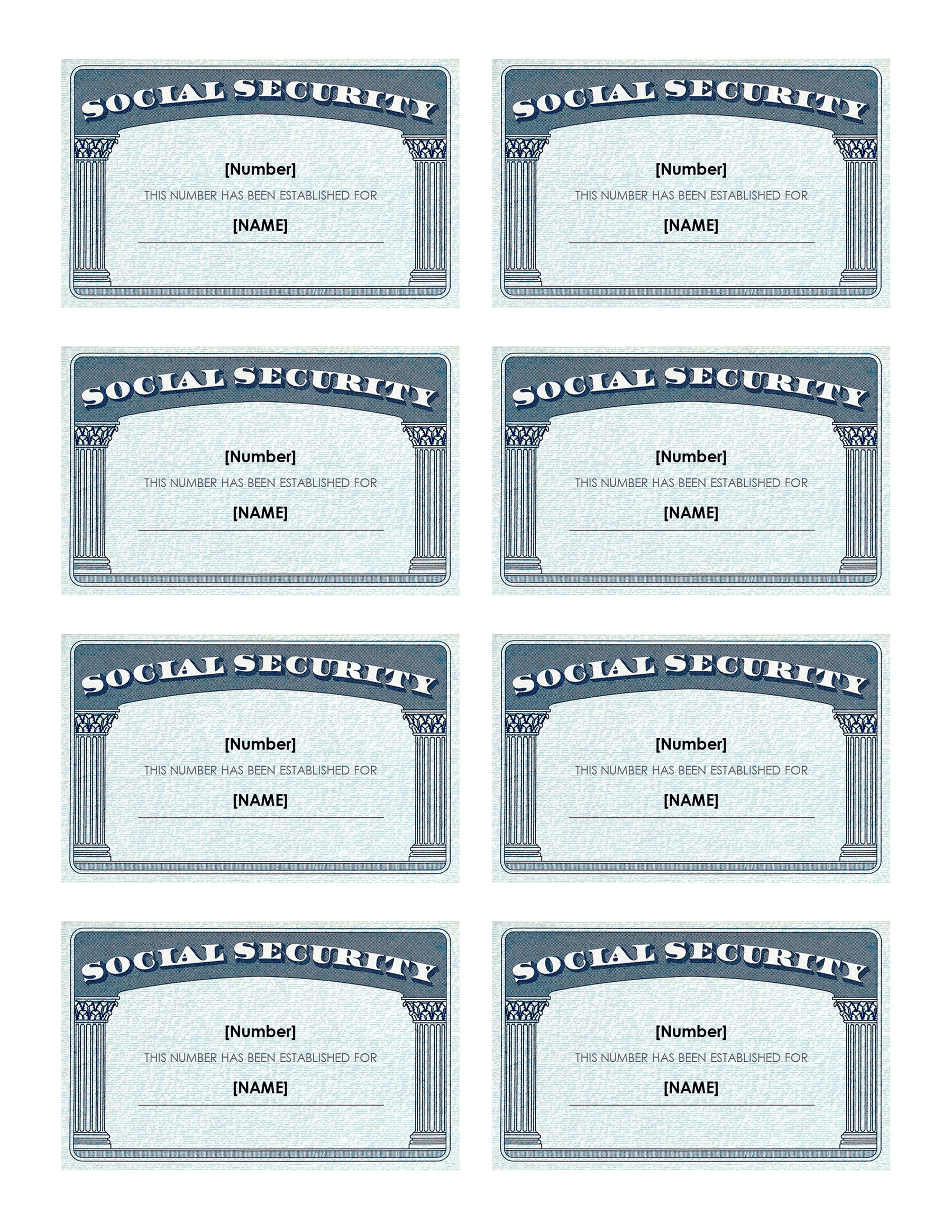 Free Blank Social Security Card Templates (Printable)