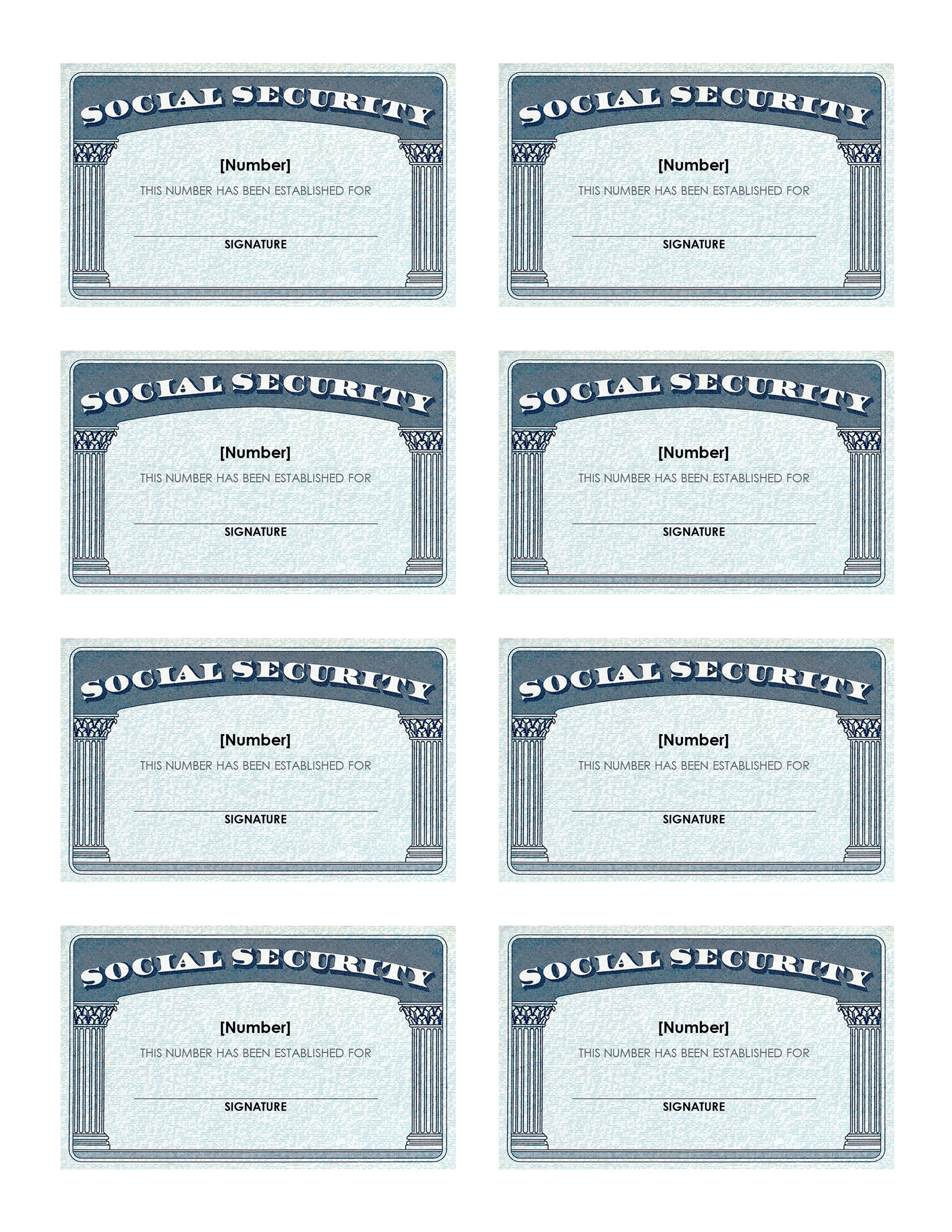 Free Blank Social Security Card Templates (Printable)