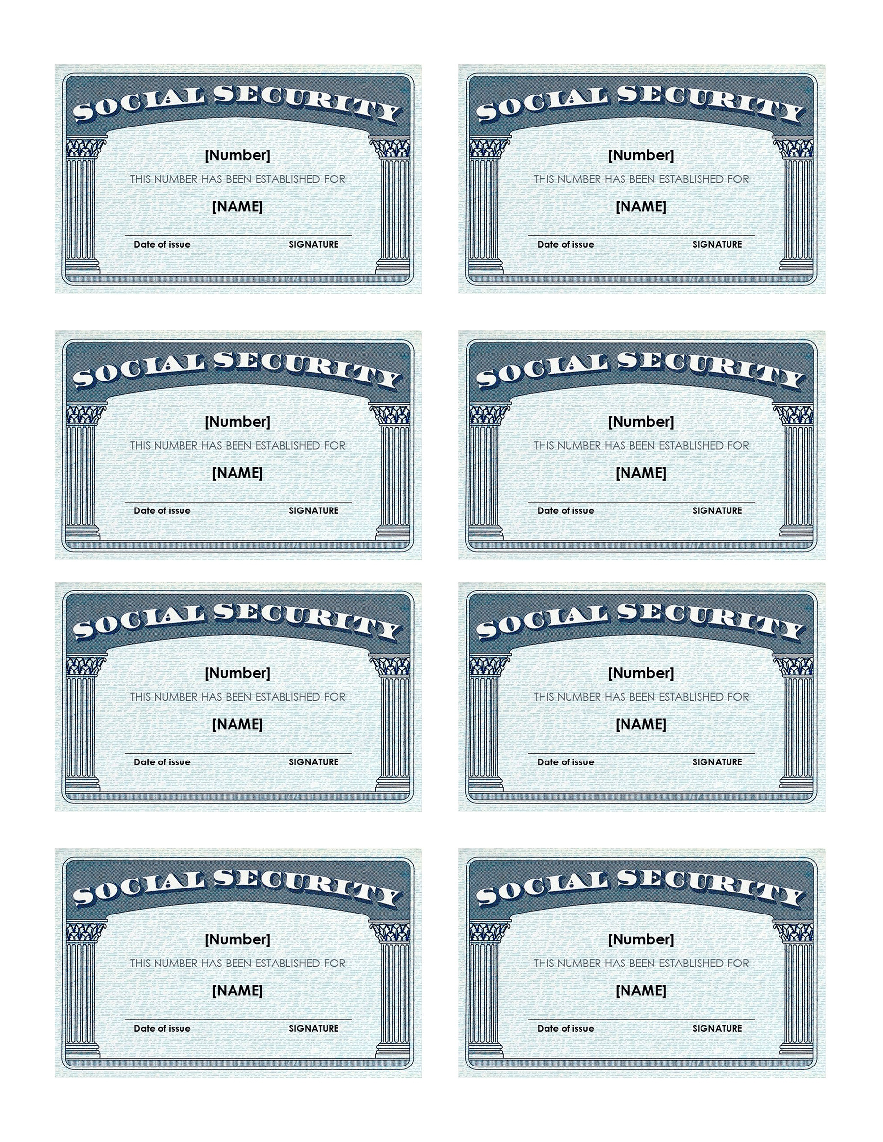 Free Blank Social Security Card Templates (Printable)