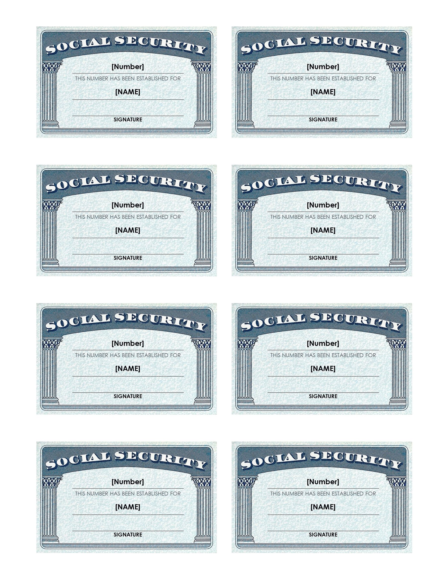 Free Blank Social Security Card Templates (Printable)