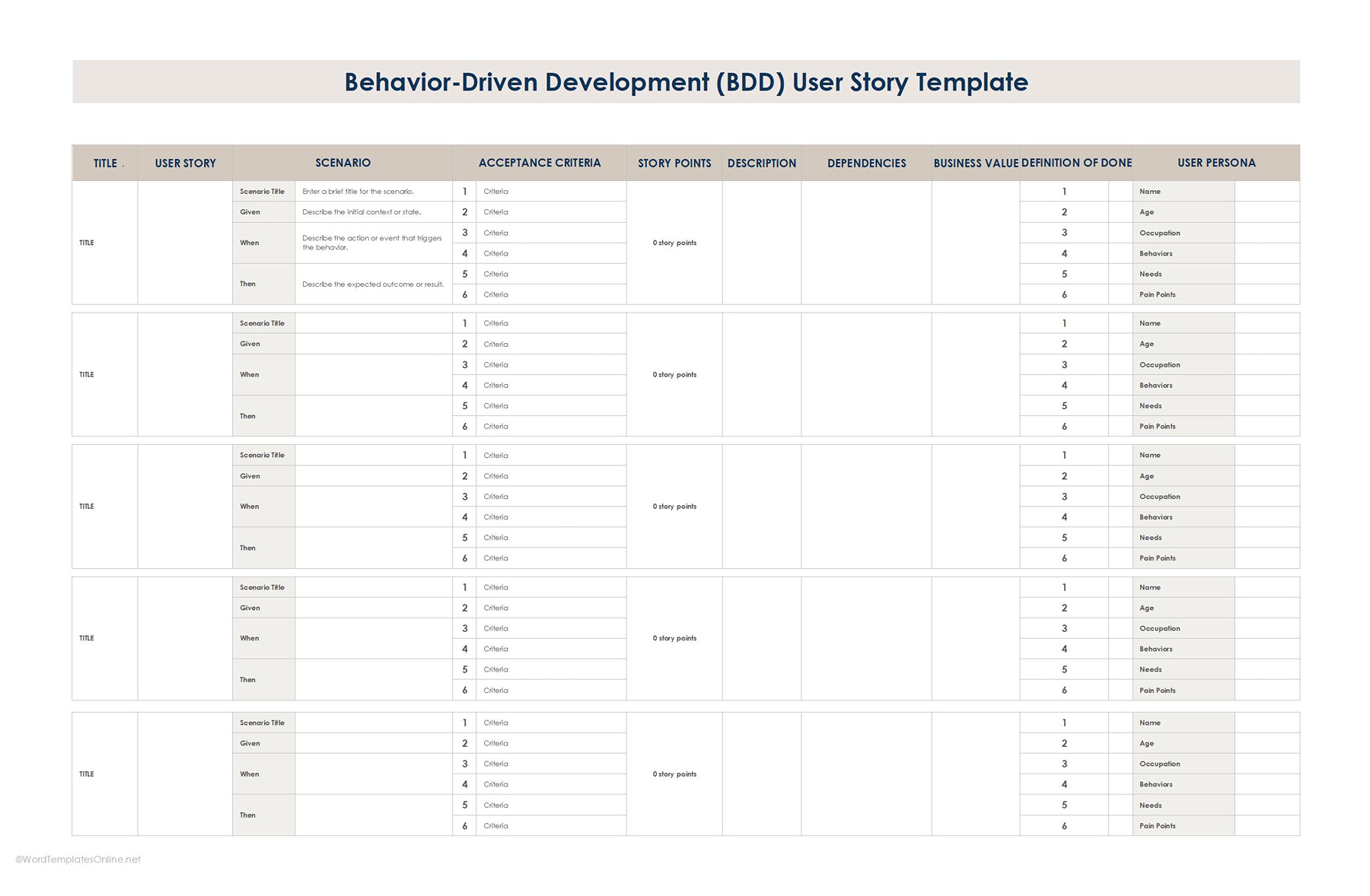 Free User Story Templates in Excel and Google Sheets