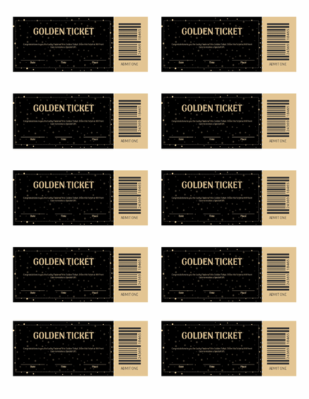 Free Editable Golden Ticket Templates