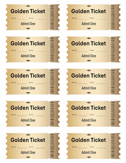 Free Editable Golden Ticket Templates